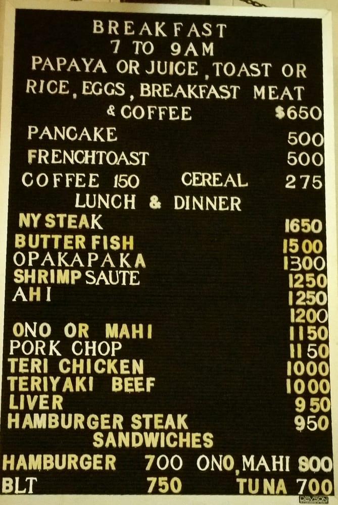 Menu at Manago Hotel Restaurant, Captain Cook