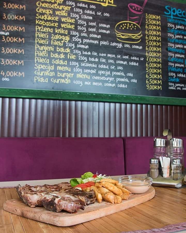 Menu at Mr Gurman restaurant, Sarajevo