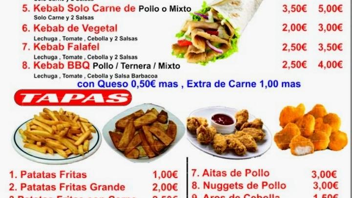 Menu at Santa Kebab Enguera, Enguera
