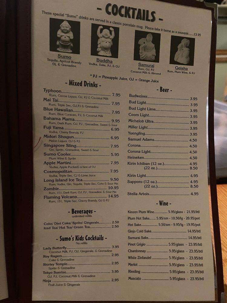 Menu at Sumo Japanese Steak House restaurant, Virginia Beach