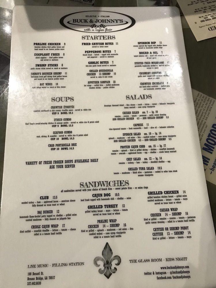 Menu at Buck & Johnny's: Eclectic Italian with a Cajun Flair pizzeria ...