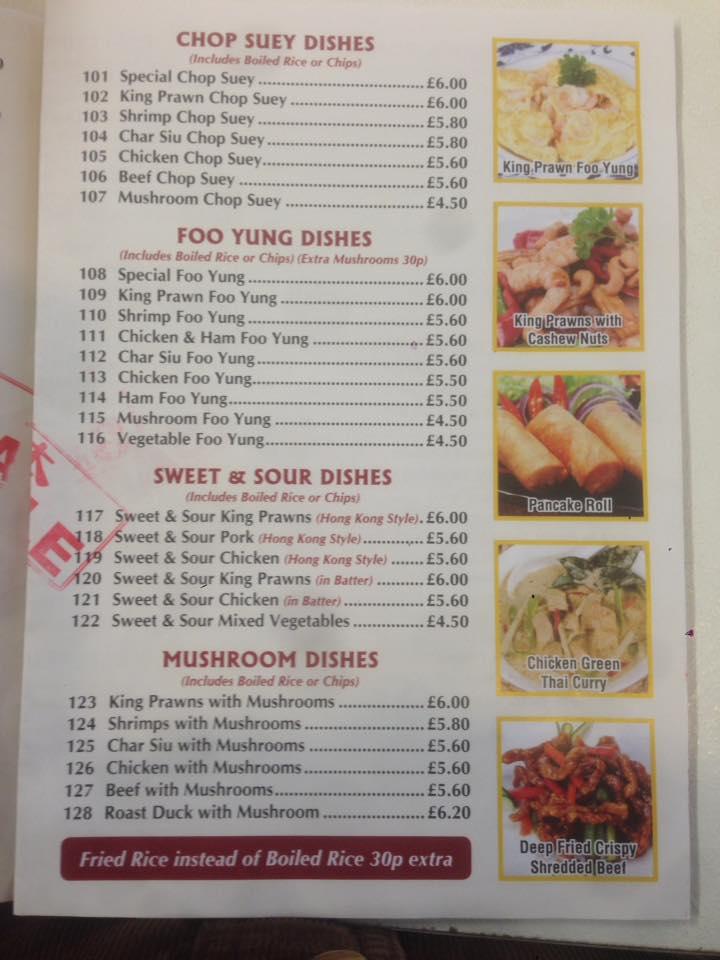 Menu at Phoenix Palace restaurant, Dundee