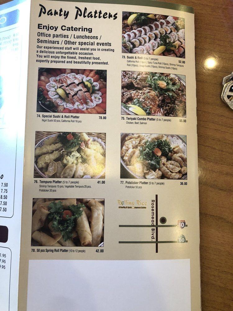Menu at Rolling Rice restaurant, Rosemead