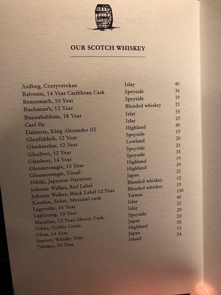 Menu at August restaurant, New Orleans