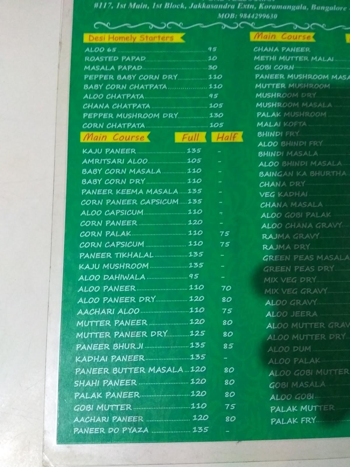 Menu at Delhi Food Point, Bengaluru, 1st block