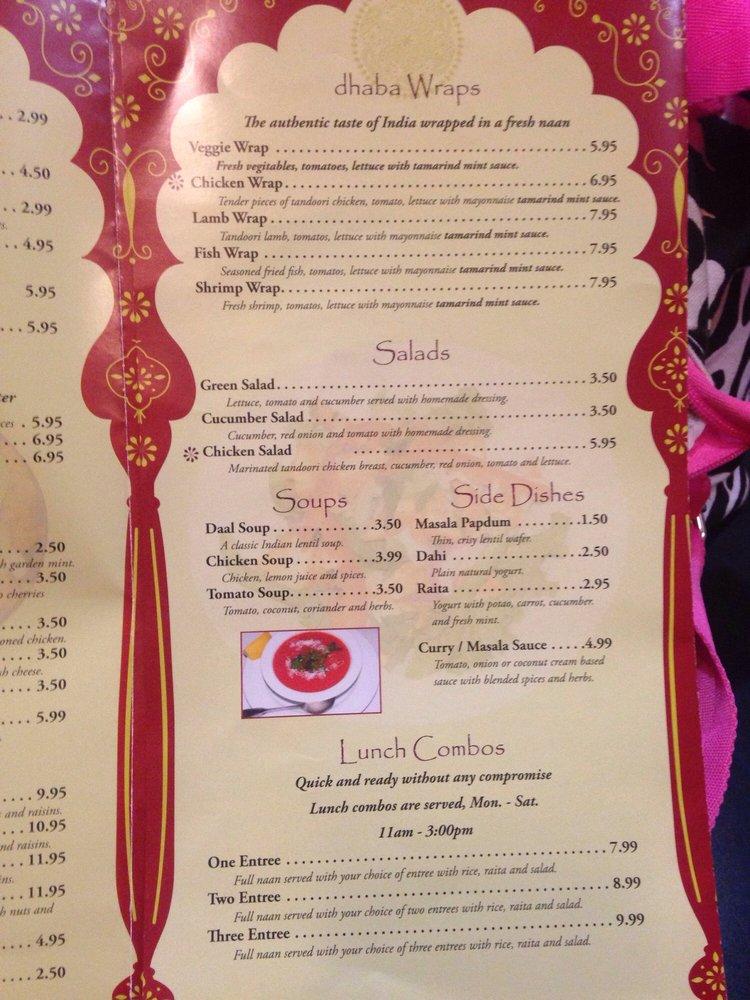 Menu at Dhaba Indian Cuisine restaurant, Tracy, W Grant Line Rd #101