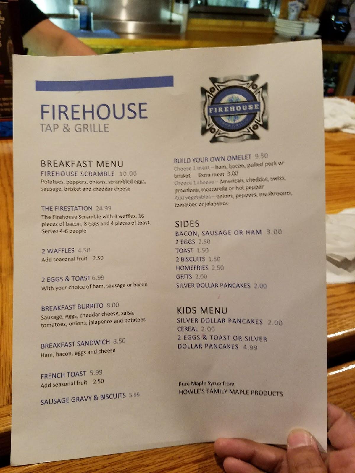 Menu at Firehouse Tap & Grille pub & bar, Meadville
