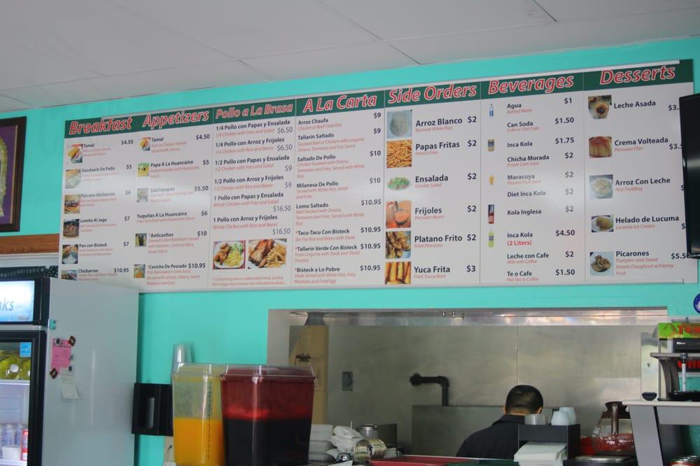 Menu at Peru Chicken restaurant, Las Vegas, E Tropicana Ave