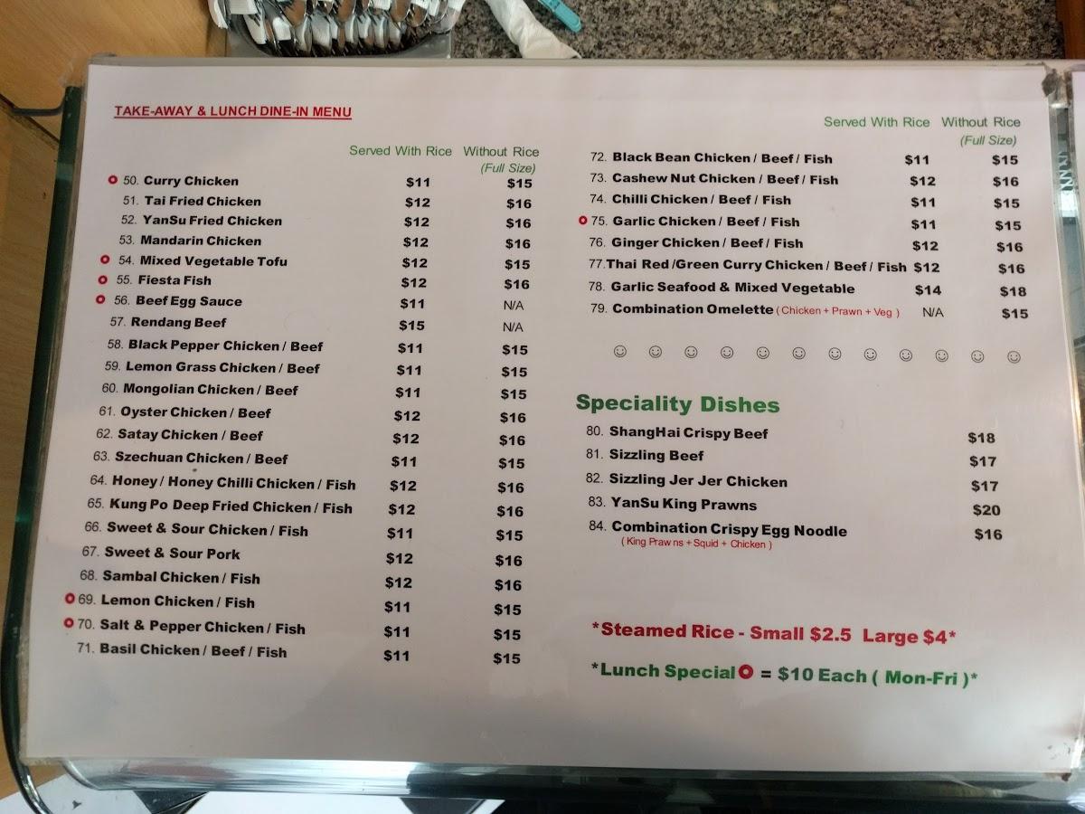 Menu at The Mint Asian - Noodle & Rice restaurant, East Perth
