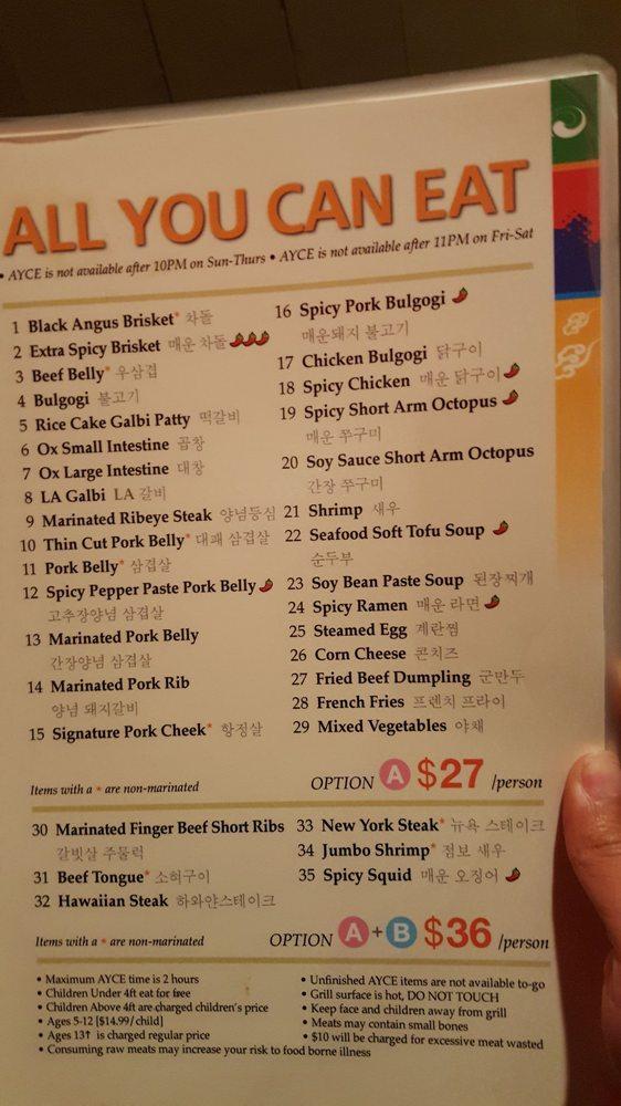 Menu at Blue House Korean BBQ, Sacramento