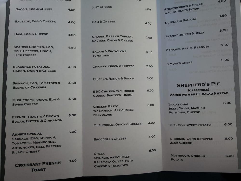 Menu at Creperie & European Cafe, Midwest City