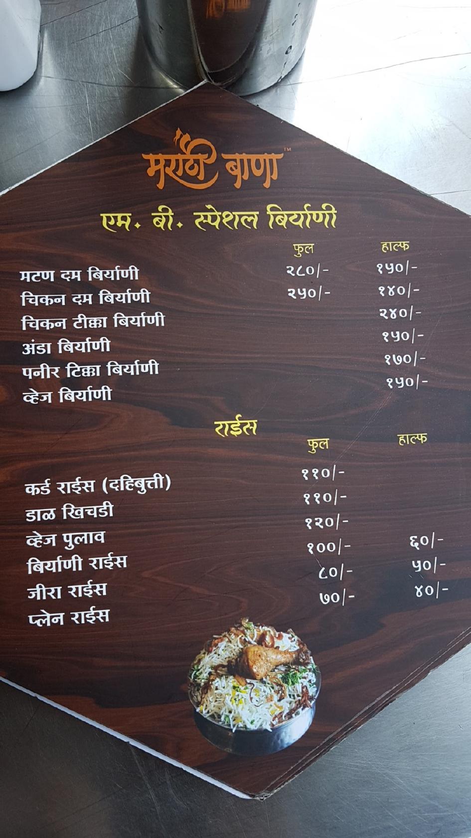 Menu at Marathi Bana, Pune, 669