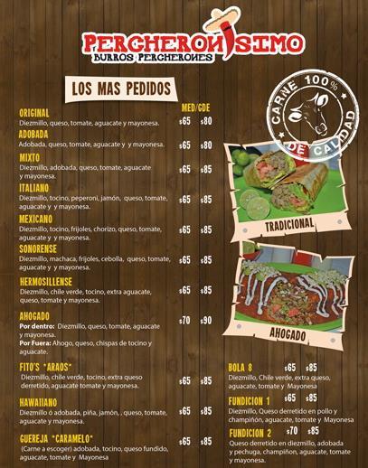 Menu at PERCHERONISIMO, Burros percherones restaurant, Hermosillo