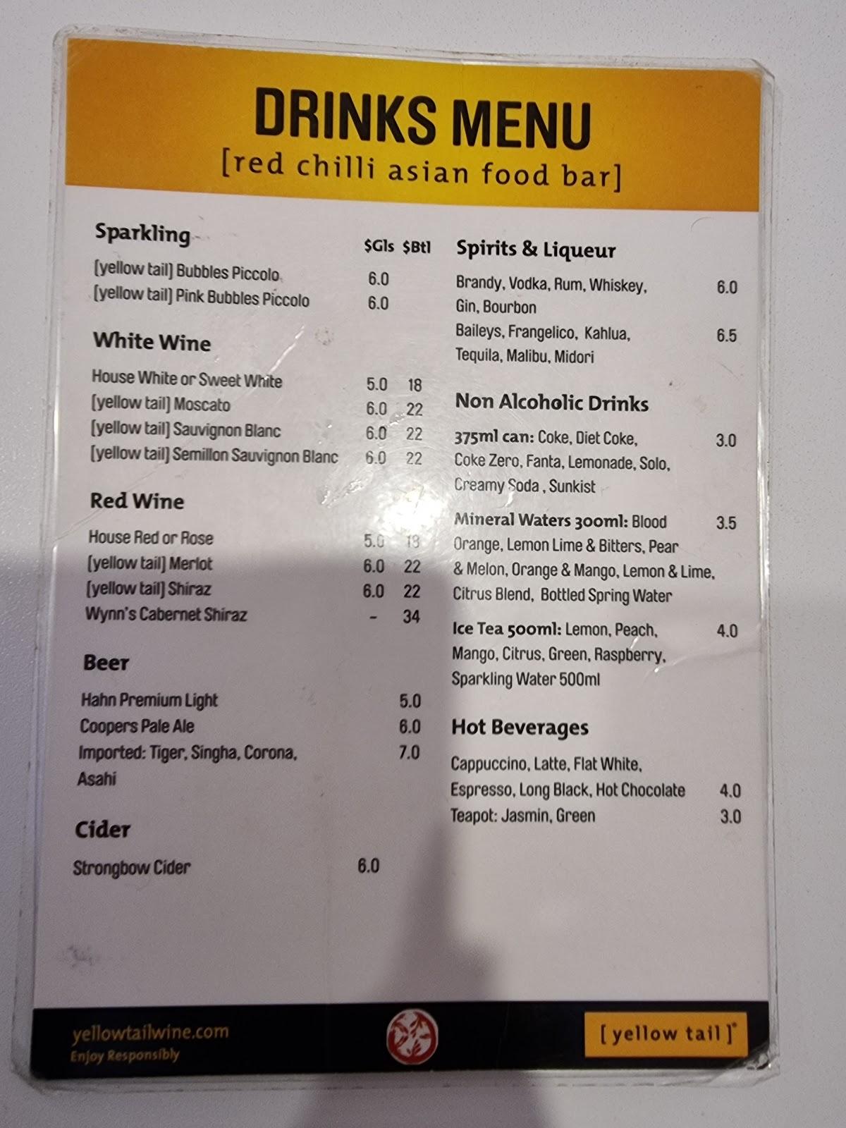 Menu at Red Chilli Asian Fresh restaurant, Elizabeth