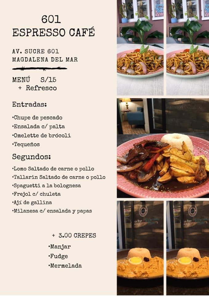 Menu at 601 Espresso Cafe, Lima