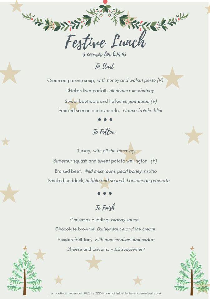 Menu at Blenheim House restaurant, Derby