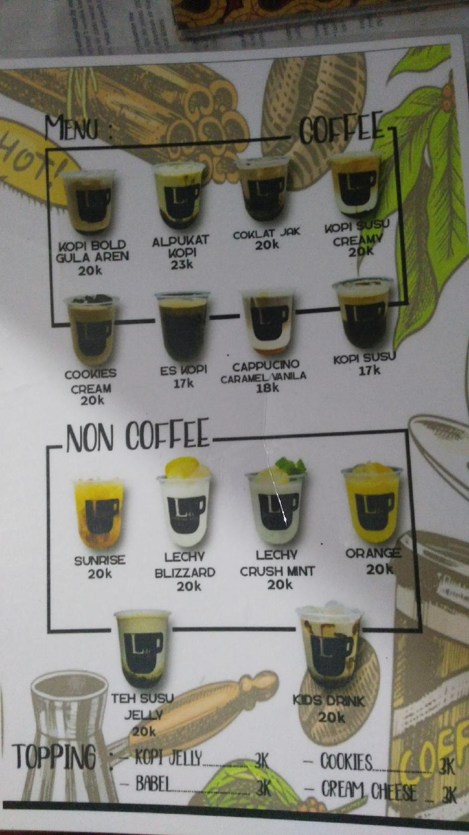 Menu at Cafe LDR, Pontianak
