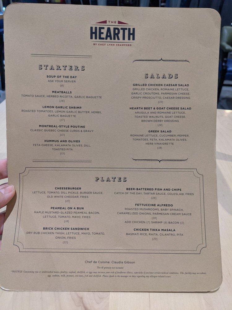 Menu at The Hearth restaurant, Mississauga, 5980 Airport Rd