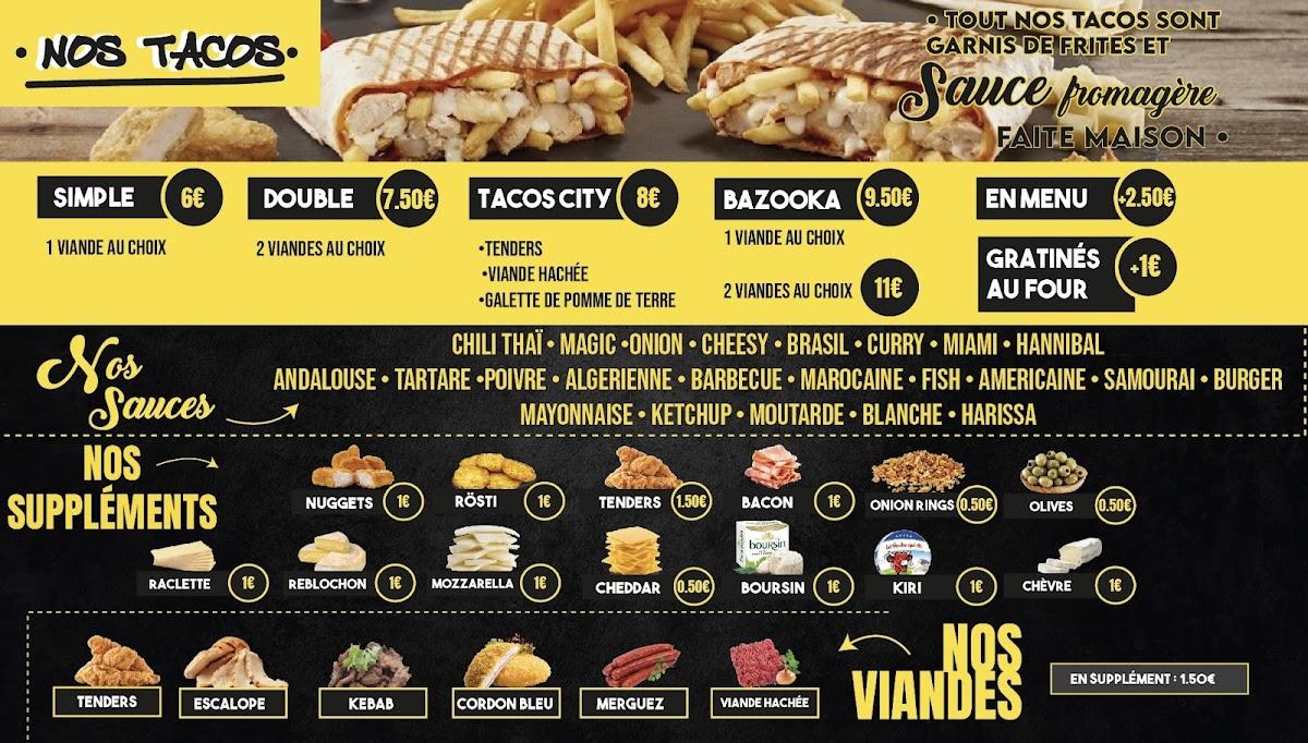 Menu au Chicken City restaurant, Mâcon