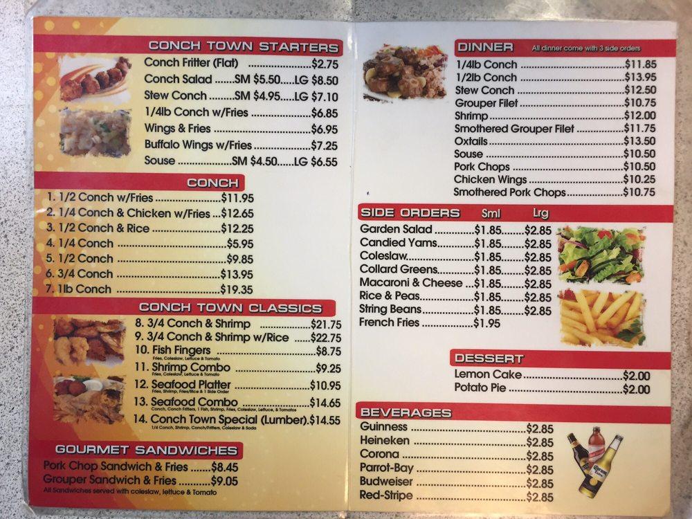 Menu at Conch Town USA restaurant, Miami
