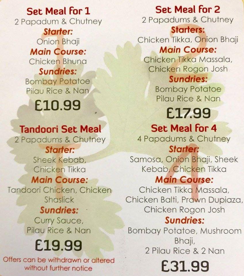 Menu at Darjeeling fast food, Worsley