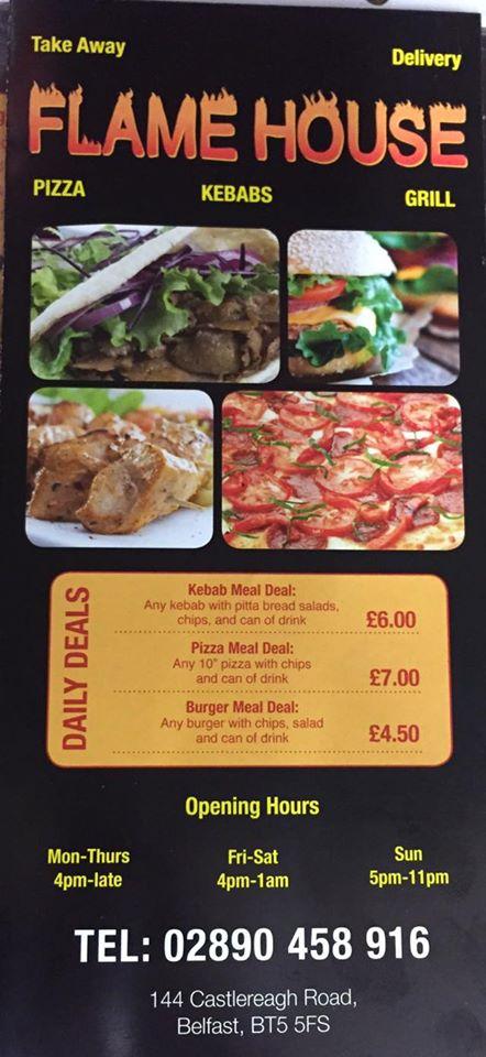 Menu at Flame House Take Away & Delivery, Belfast