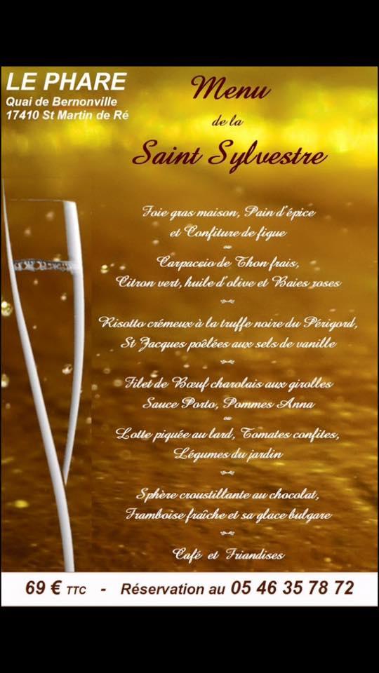 Menu at Le Phare restaurant, Saint-Martin-de-Ré