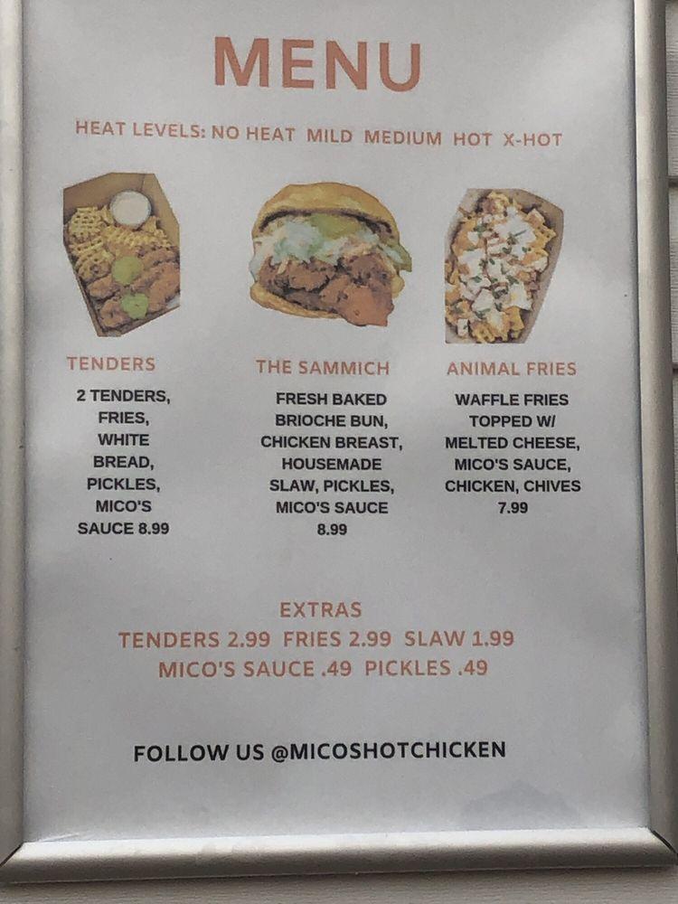 Carta del restaurante Mico's Hot Chicken, Houston, N Durham Dr