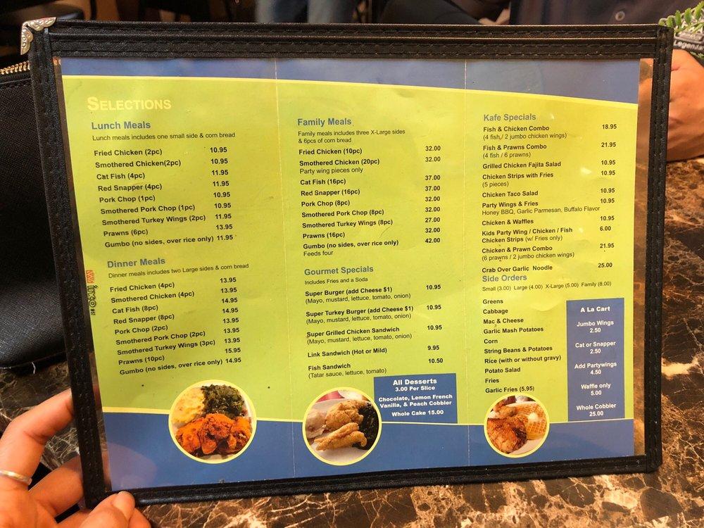 Menu at Sistas Soul Food Kafe restaurant, San Leandro