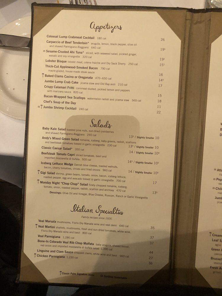 Menu at The Palm – New York steakhouse, West New York, 250 W 50th St