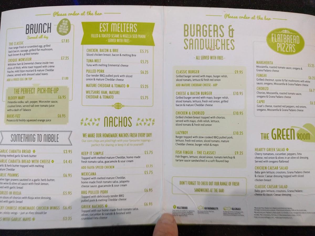 Menu at Est Bar, Luton, 5 Airport Approach Rd