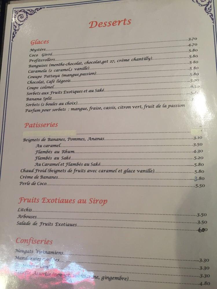 Carta de Restaurant Kim, Nantes