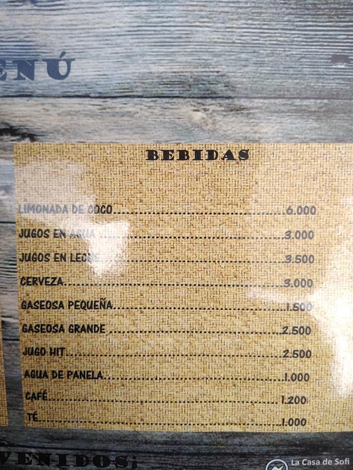 Menu at La Casa de Sofi restaurant, Silvia