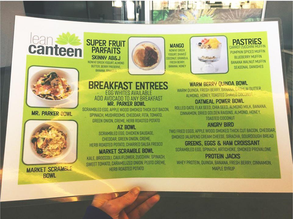 Menu at Lean Canteen restaurant, Phoenix, W Camelback Rd