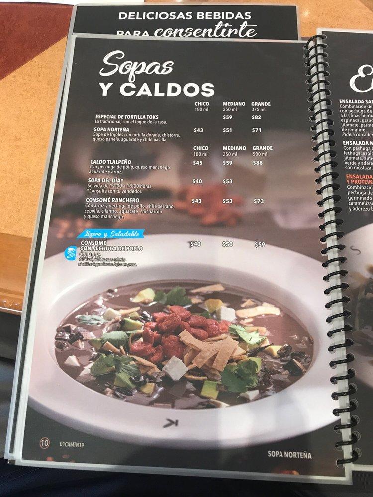 Carta del restaurante Toks, Ciudad del México, Av. Ribera del San Cosme 3