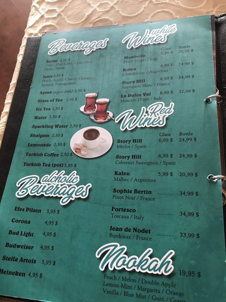 Menu at Turquaz Turkish Cuisine pub & bar, Orlando, International Dr