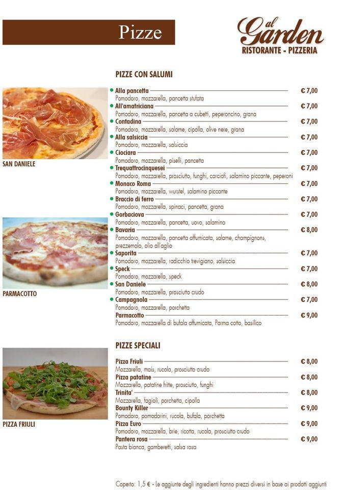 Menu at Al Garden pub & bar, Udine