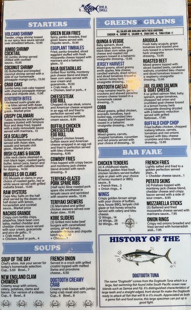 Menu at Dogtooth Bar & Grill, Wildwood, 100 E Taylor Ave
