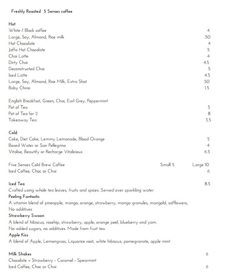Menu at Piper Lane Cafe, Geraldton