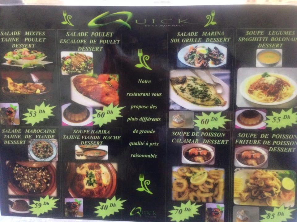 Menu at Quick restaurant tangier, Tangier