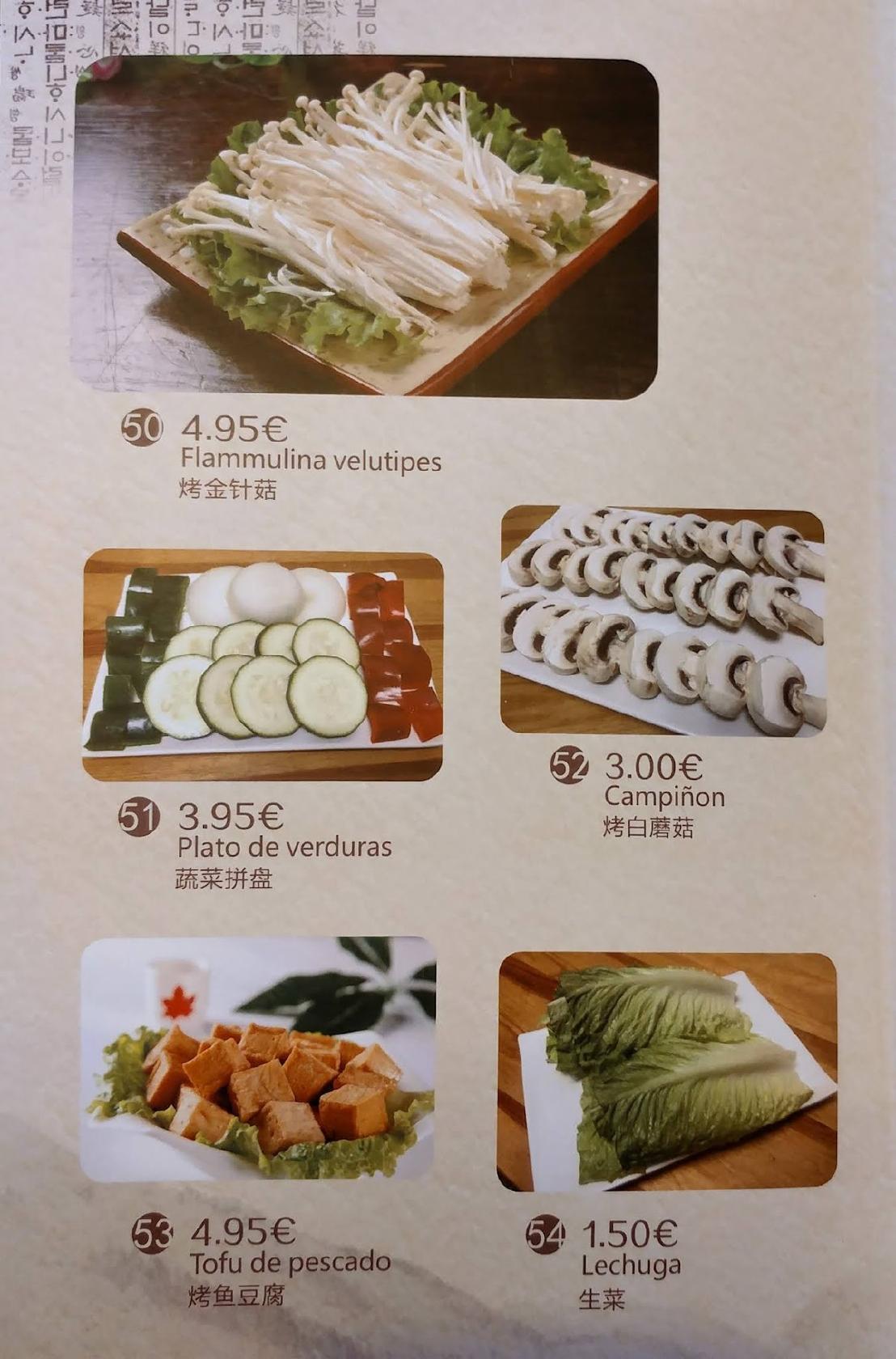 Carta de Restaurante Coreano Chingu, Málaga