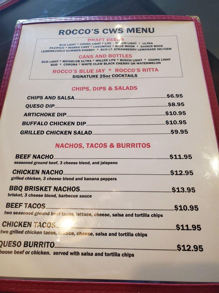 Menu at Rocco’s pizza and cantina pizzeria, Omaha
