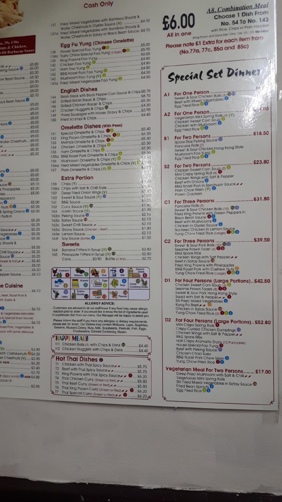 Menu at Tasty China (Beijing) restaurant, Great Yarmouth