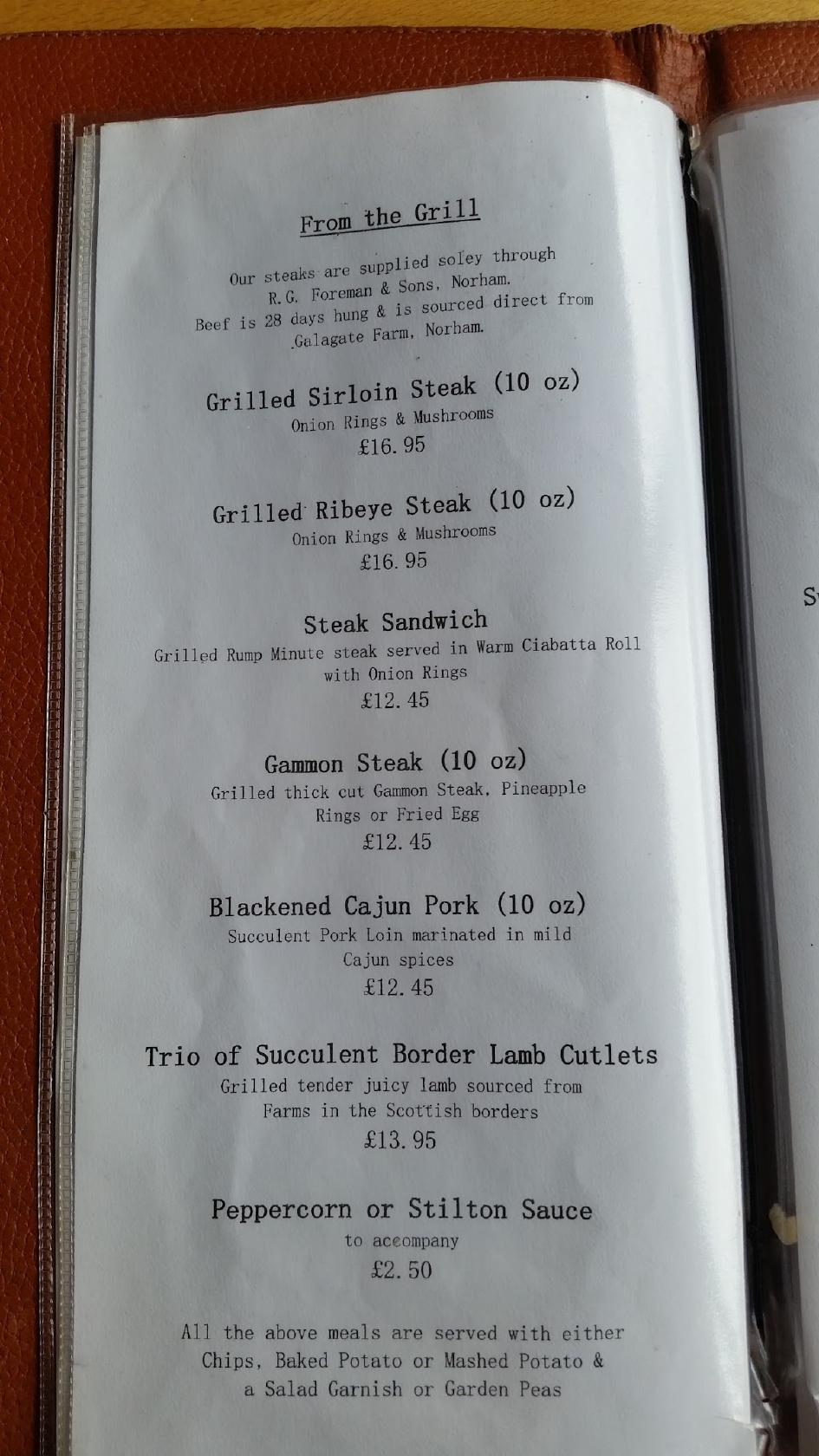 Menu at The middle inn pub & bar, Bamburgh
