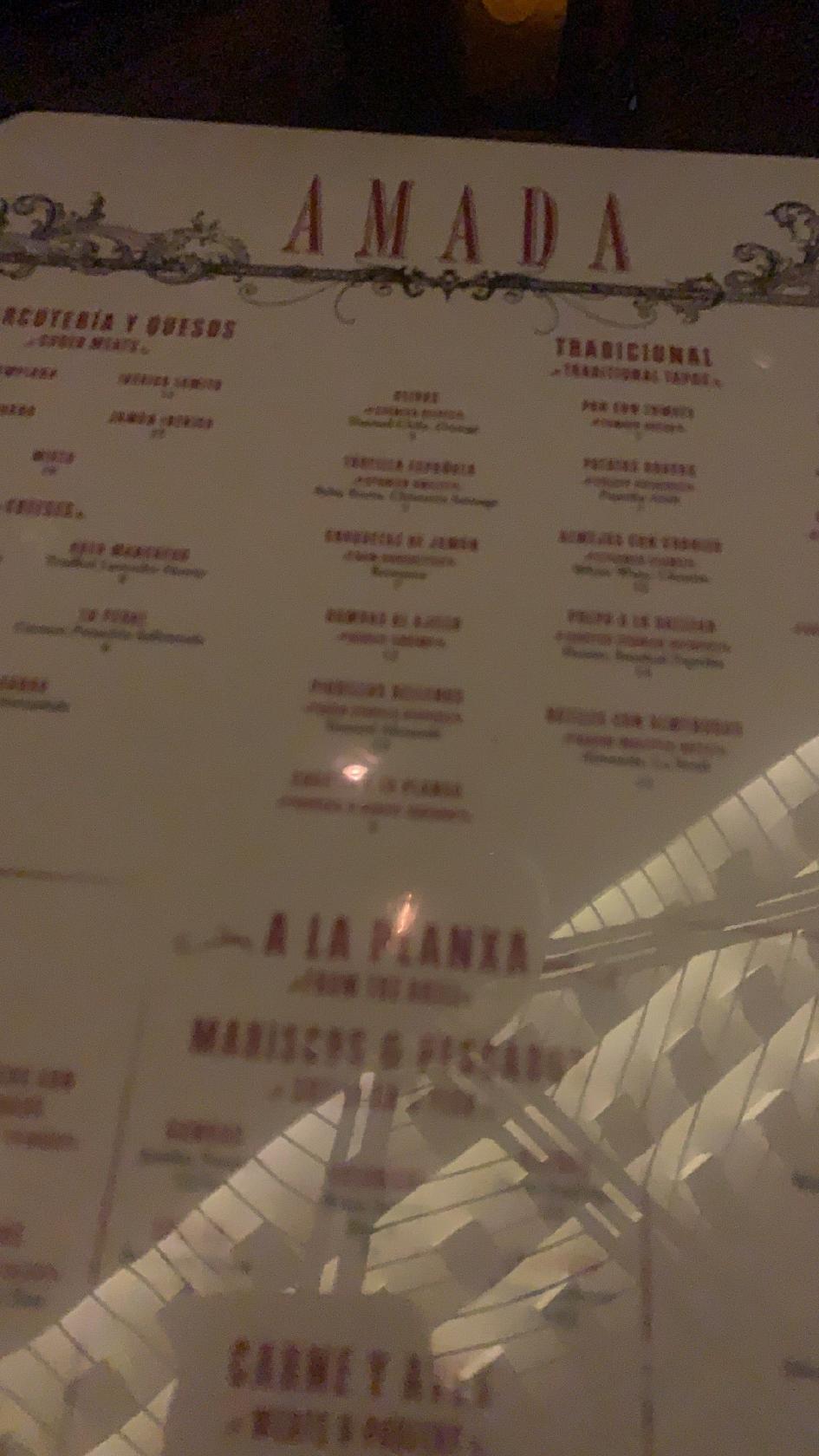 Menu at Amada pub & bar, Atlantic City, Amada Restaurant