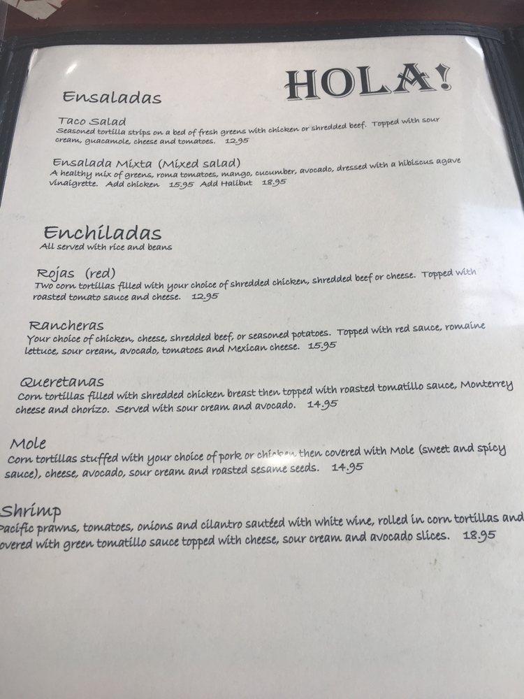 Menu at Holal Restaurant, Bend