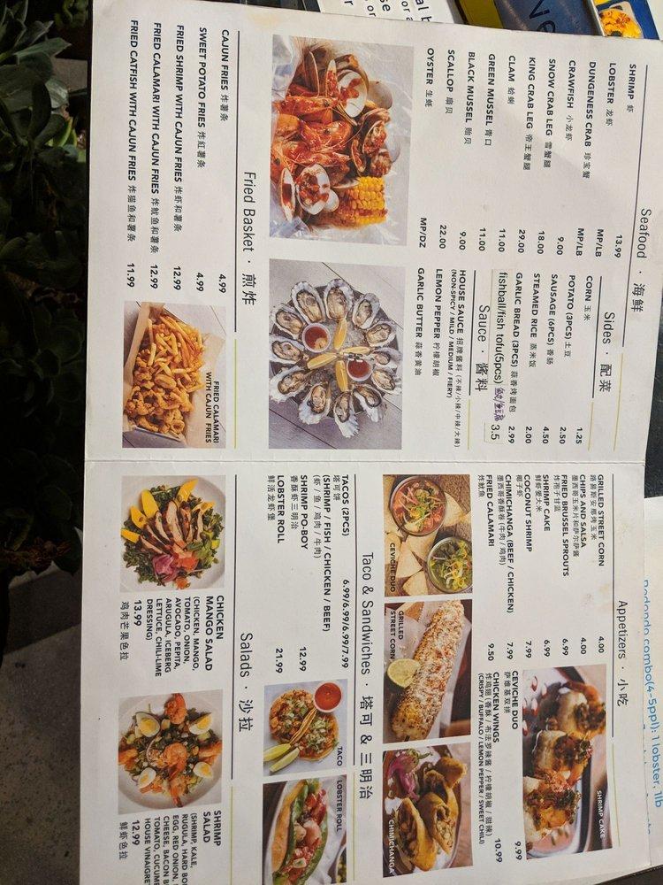 Menu at Holy Crab restaurant, Arcadia