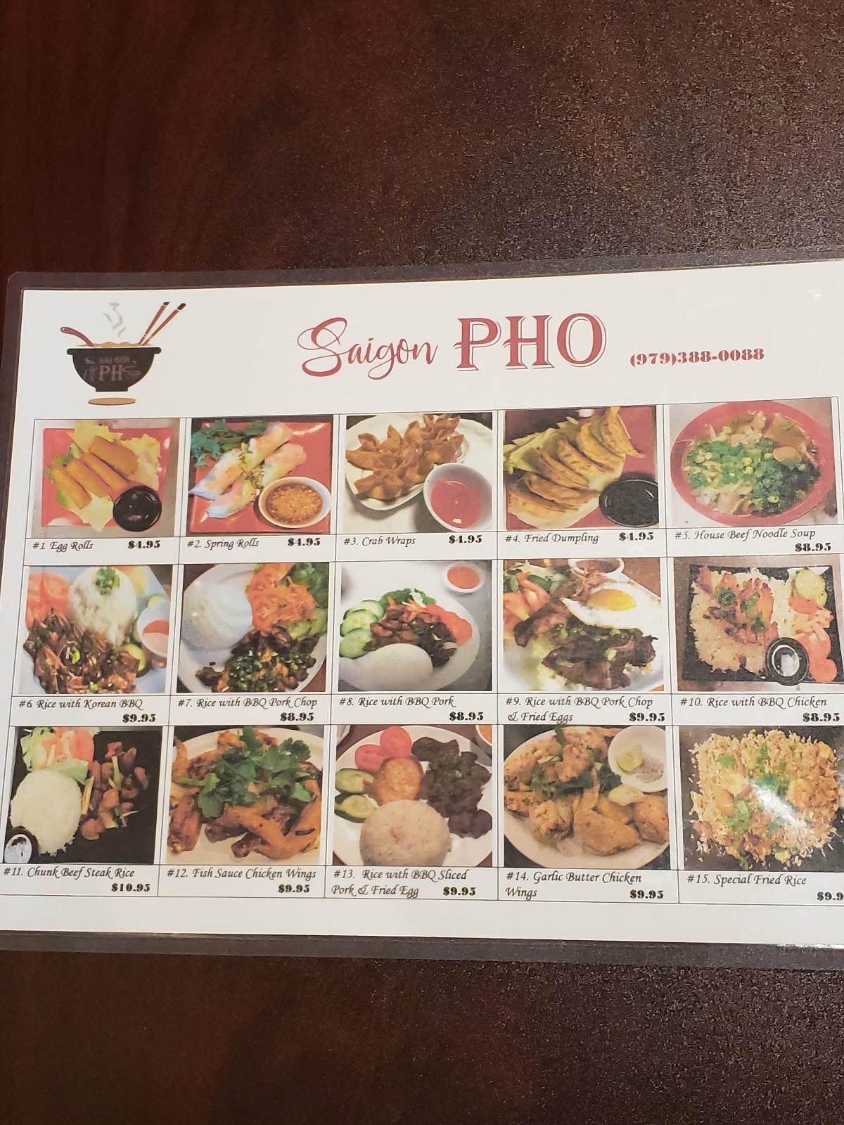 Menu at Saigon Pho Vietnamese Restaurant, Clute