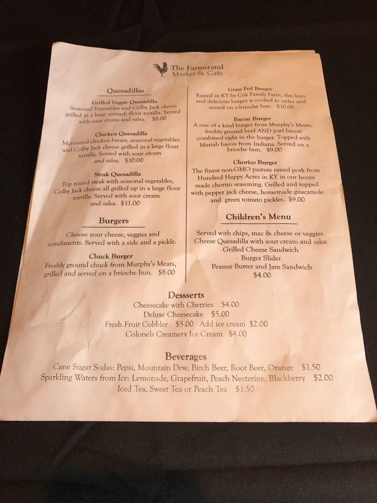 Menu at The Farmstand Market & Cafe, Union, Old Union Rd