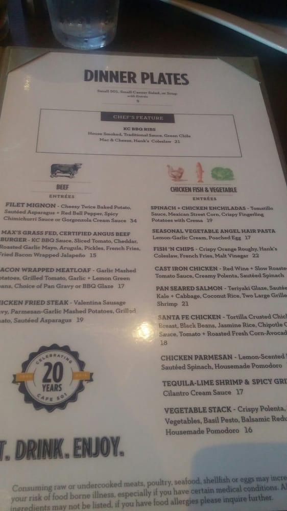 Menu at Cafe 501, Edmond, 501 S Blvd